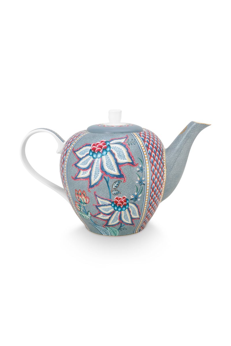 Pip Studio Flower Festival Teapot Large Light Blue | Pip Studio