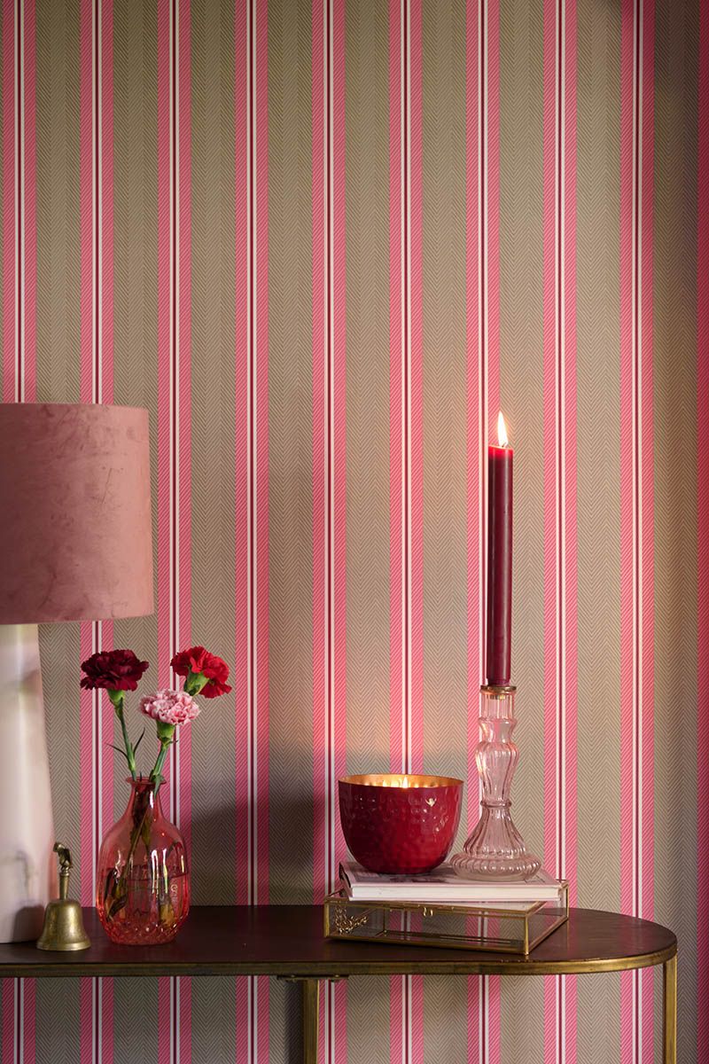 Pip Studio Blurred Lines Wallpaper Khaki/Pink | Pip Studio