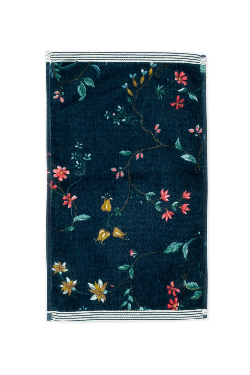 Pip Studio Guesttowel Set/3 Les Fleurs Dark Blue 30x50 cm | Pip Studio