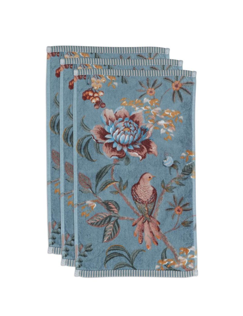 Pip Studio Guesttowel Set/3 Secret Garden Blue 30x50cm | Pip Studio